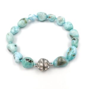 natural stone larimar bracelet crystal magnet clasp 7.5" …