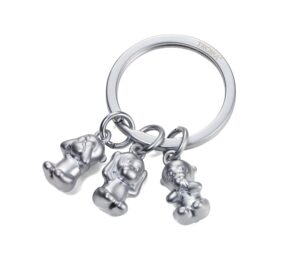 troika three monkeys – kr17-18/ma – keyring – emoji monkey – 3 monkeys – see no evil, hear no evil, speak no evil. – keychain, key chain – cast metal– matt – chrome plated – silver – troika-original