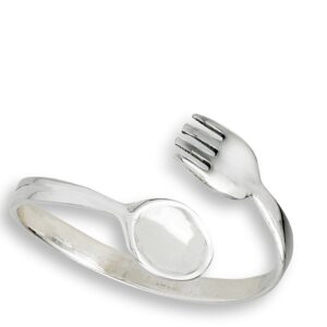 Open Adjustable Fork Spoon Utensils Ring Sterling Silver Thumb Band Size 7