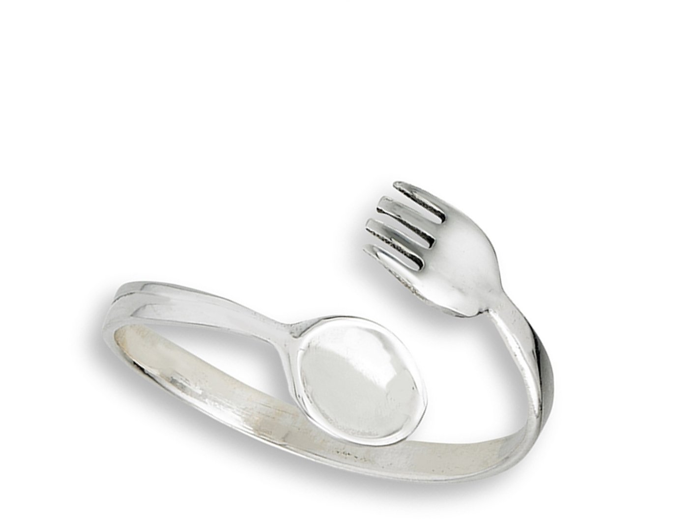 Open Adjustable Fork Spoon Utensils Ring Sterling Silver Thumb Band Size 7