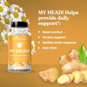 My Head! Headache Vitamins – Sensitivity, Tension, Comfort, Healthy Head Function for A Clear Mind – Fast acting Magnesium, Butterbur, Feverfew, Boswellia, Vitamin D, Ginger, & More – 60 Soft Capsules