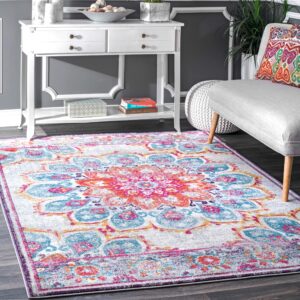 nuloom kiyoko vintage floral area rug, 8x10, pink