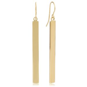 kooljewelry 14k yellow gold high polish bar drop earrings (4 mm wide x 41 mm long)