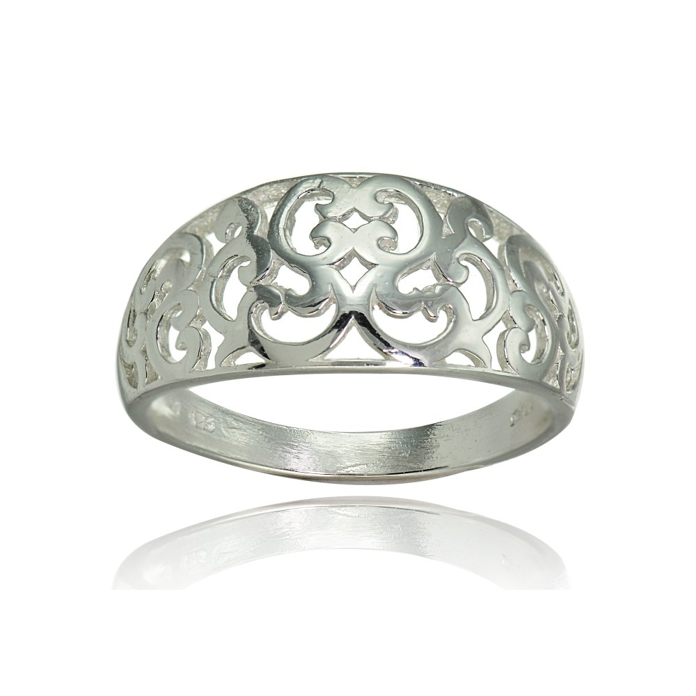 Hoops & Loops Sterling Silver High Polished Vintage Filigree Ring, Size 8