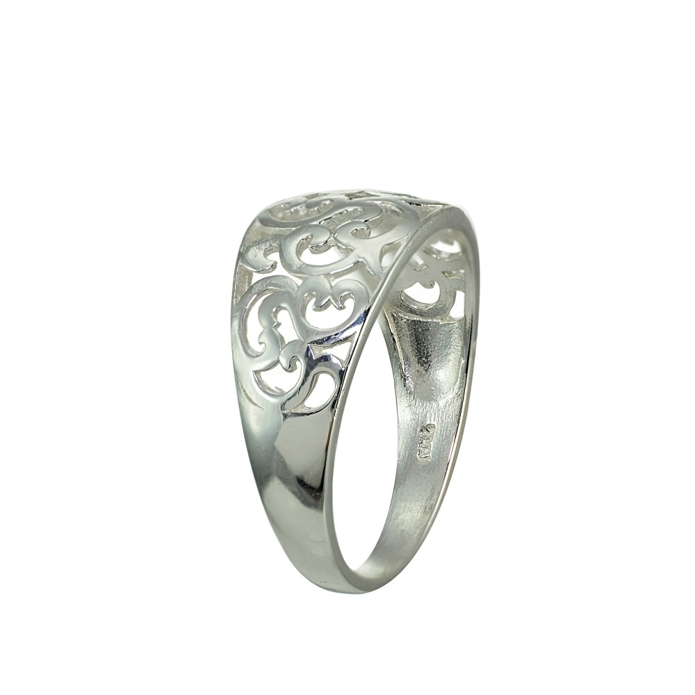 Hoops & Loops Sterling Silver High Polished Vintage Filigree Ring, Size 8