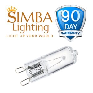 Simba Lighting Halogen Light Bulb G9 T4 25W JCD Bi-Pin (10 Pack) for Chandeliers, Pendants, Cabinet Lights, Landscape Lights, Desk and Floor Lamps, Wall Sconces, 120V Dimmable, 2700K Warm White