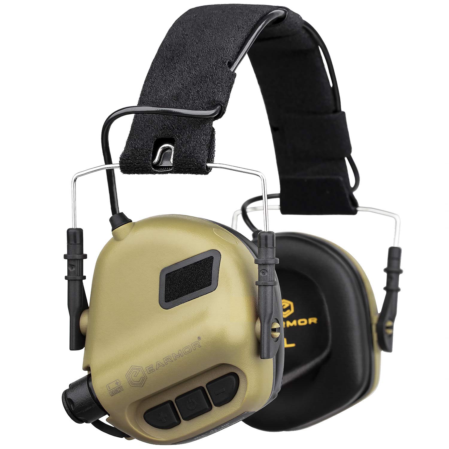 OPSMEN Electronic Shooting Earmuffs Ear Muffs Safety Tactical Sound Amplification Noise Canceling Hearing Protection 22 NRR M31-V2 Desert