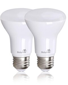 bioluz led 2 pack r20 led bulb 90 cri 3000k bright soft white 6w = 50 watt replacement 540 lumen indoor/outdoor ul listed cec title 20 compliant (pack of 2)