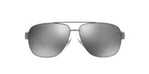 polo ralph lauren men's ph3110 aviator sunglasses, semi-shiny dark gunmetal/mirror silver, 60 mm