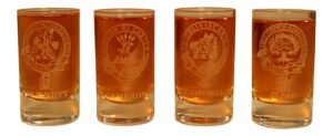 collins glencairn clan crest crystal dram tot glass - burnett cameron campbell clark