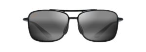 maui jim men's and women's kaupo gap polarized aviator sunglasses, black gloss/neutral grey, medium