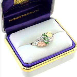 Marquise Synthetic Peridot August Birthstone Wrap Ring, Sterling Silver, 12k Green and Rose Black Hills Gold Size 10.25