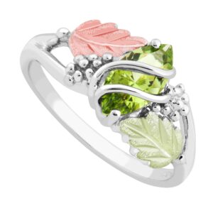 Marquise Synthetic Peridot August Birthstone Wrap Ring, Sterling Silver, 12k Green and Rose Black Hills Gold Size 10.25