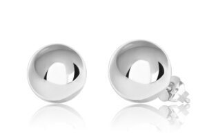 honolulu jewelry company premium sterling silver polished round ball stud earrings with 5mm backings (8mm)