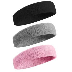 beace sweatbands sports headband for men & women - moisture wicking athletic cotton terry cloth sweatband for tennis, basketball, running, gym, working out