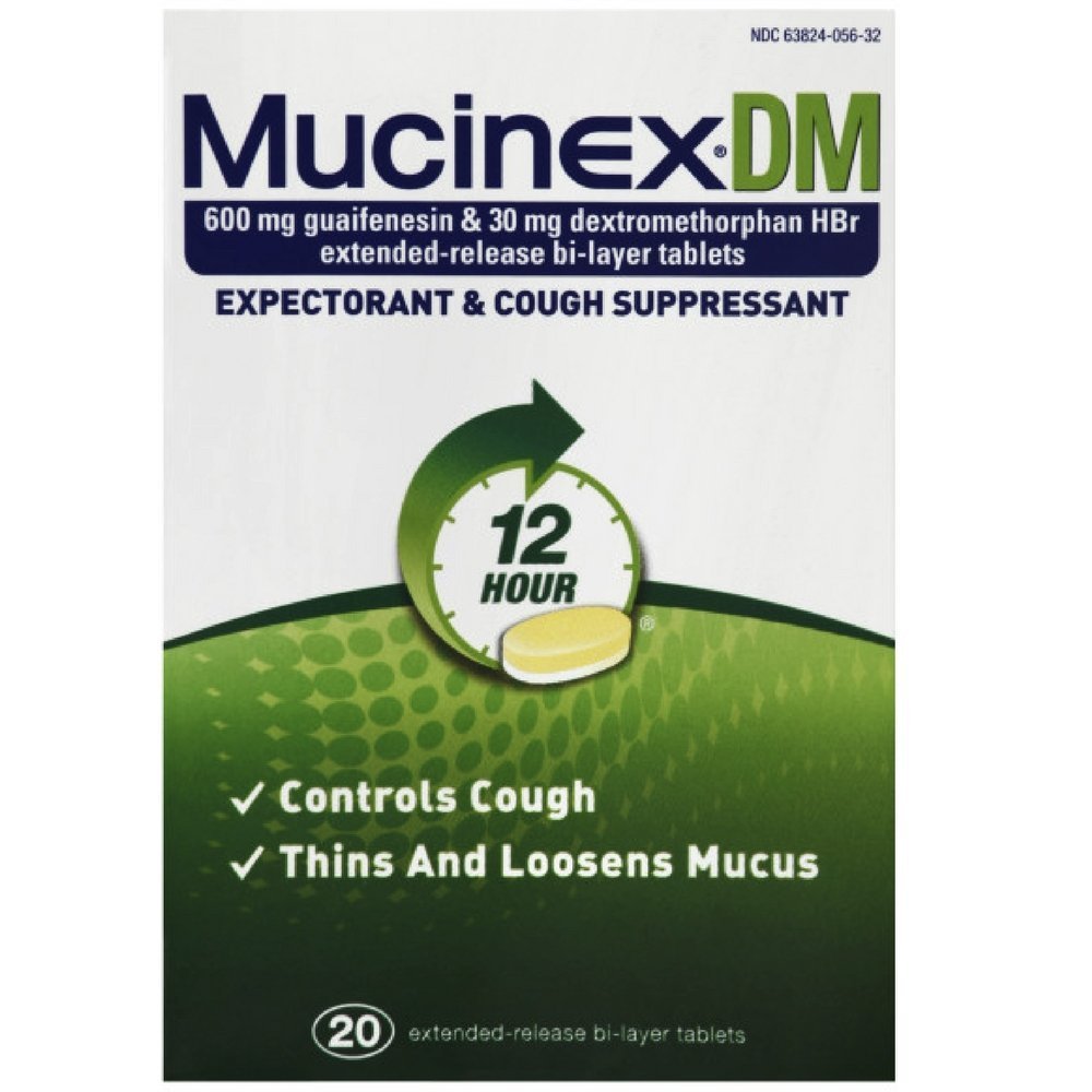 Mucinex DM 12-Hour Expectorant and Cough Suppressant Tablets, 20 Count (Pack of 3)