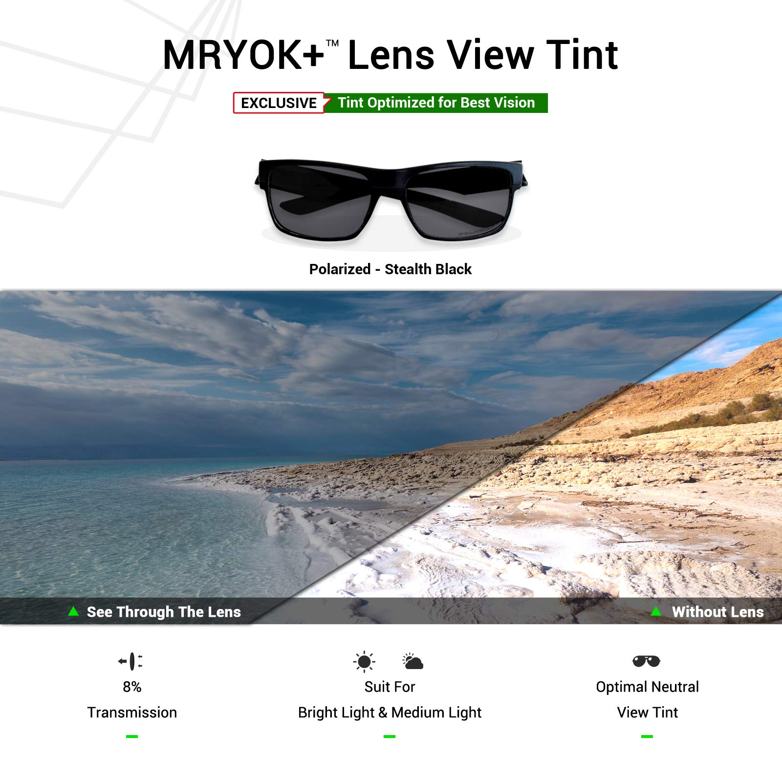 Mryok+ Polarized Replacement Lenses for Oakley Fuel Cell OO9096 - Stealth Black