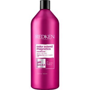 redken extend magnetics conditioner | for color treated hair | protects color & adds shine | with amino acid | sulfate free | 33.8 fl oz