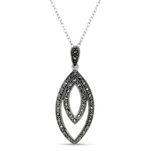 designs by helen andrews sterling silver marcasite marquise pendant, including 18" chain