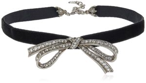 ben-amun jewelry mod victorian swarovski crystal ribbon pendant black velvet choker necklace, 13" + 2" extender