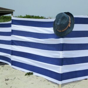 13 ft Beach Windscreen Privacy Windbreak with a Bag and Mallet Made in Europe (Blue/White Stripes)