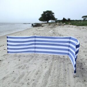 13 ft Beach Windscreen Privacy Windbreak with a Bag and Mallet Made in Europe (Blue/White Stripes)