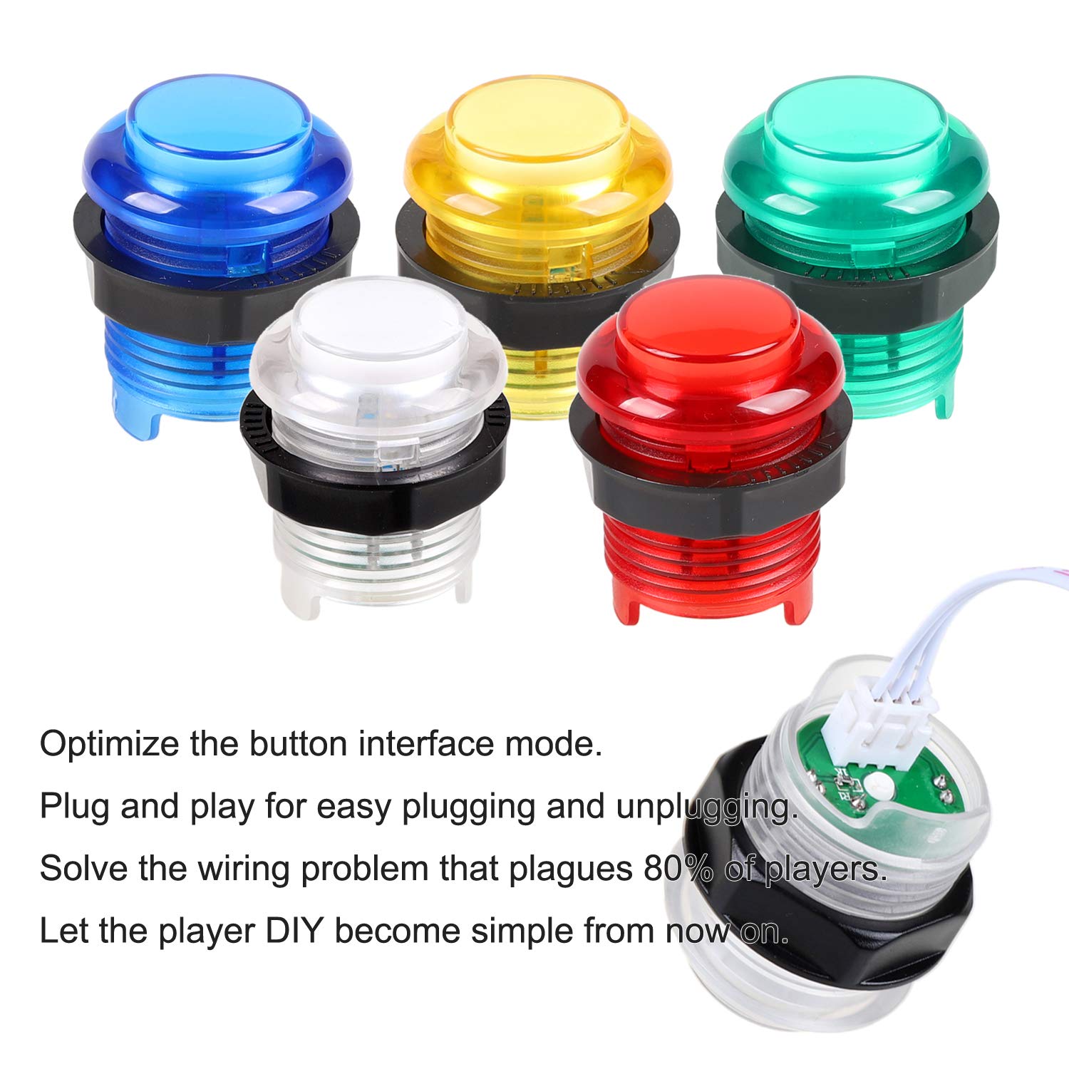 EG STARTS 4 Player Classic DIY Arcade Joystick Kit Parts USB Encoder To PC Controls Games + 4/8 Way Stick + 5V led Illuminated Push Buttons Compatible Video Game Consoles Mame Raspberry Pi & 4 Colors