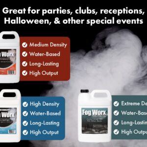 FogWorx Fog Juice - 1 Quart of Premium Odorless Fog Fluid (32 oz) - Medium Density, High Output, Long Lasting Fog Machine Fluid for 400 Watt to 1500 Watt Machines