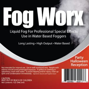 FogWorx Fog Juice - 1 Quart of Premium Odorless Fog Fluid (32 oz) - Medium Density, High Output, Long Lasting Fog Machine Fluid for 400 Watt to 1500 Watt Machines