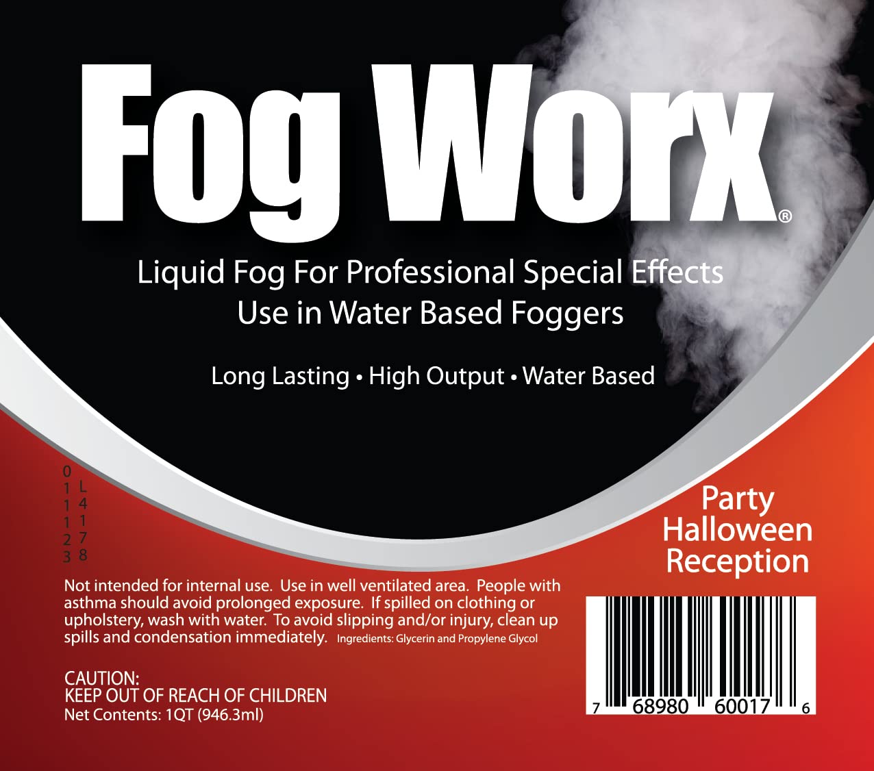 FogWorx Fog Juice - 1 Quart of Premium Odorless Fog Fluid (32 oz) - Medium Density, High Output, Long Lasting Fog Machine Fluid for 400 Watt to 1500 Watt Machines