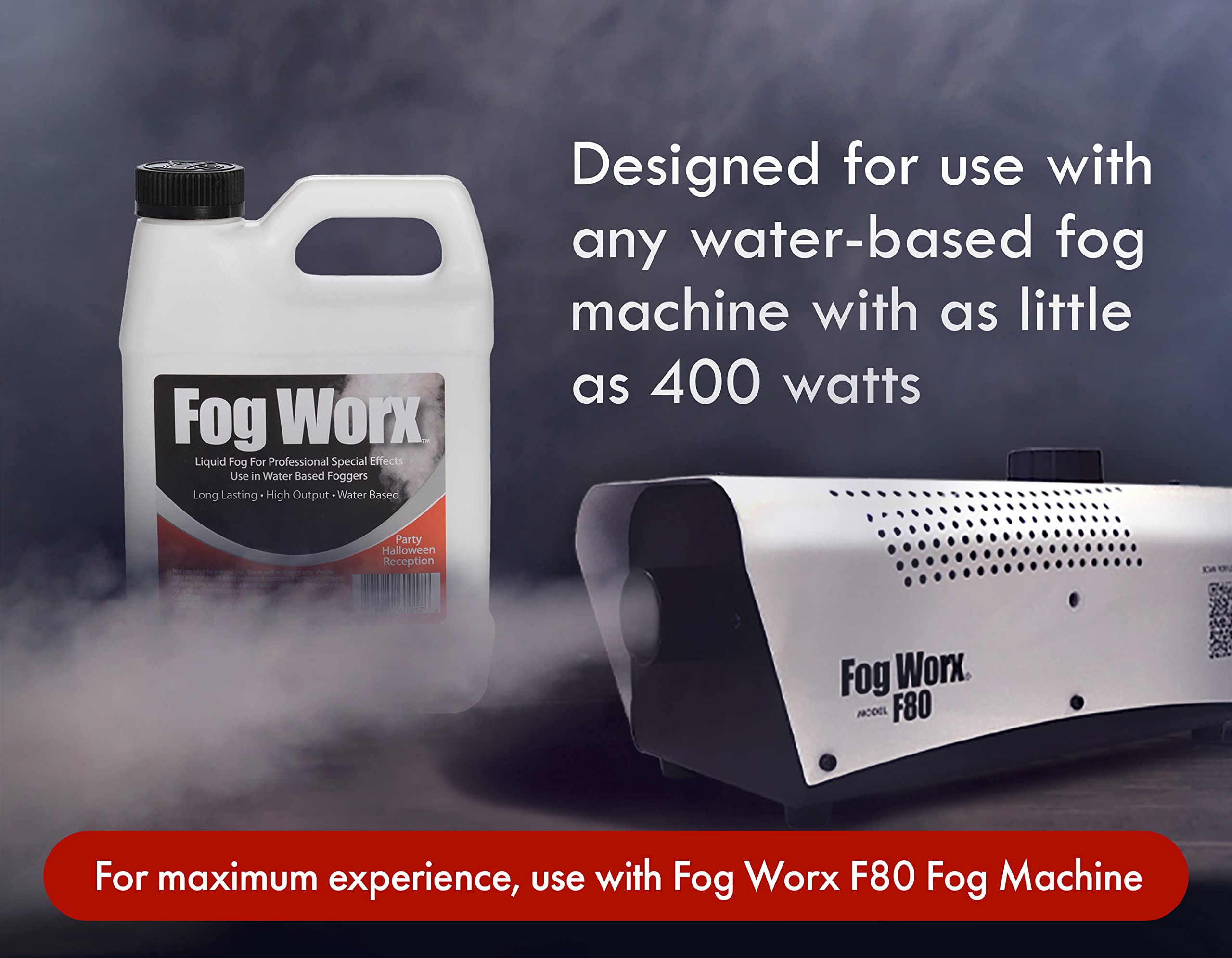 FogWorx Fog Juice - 1 Quart of Premium Odorless Fog Fluid (32 oz) - Medium Density, High Output, Long Lasting Fog Machine Fluid for 400 Watt to 1500 Watt Machines