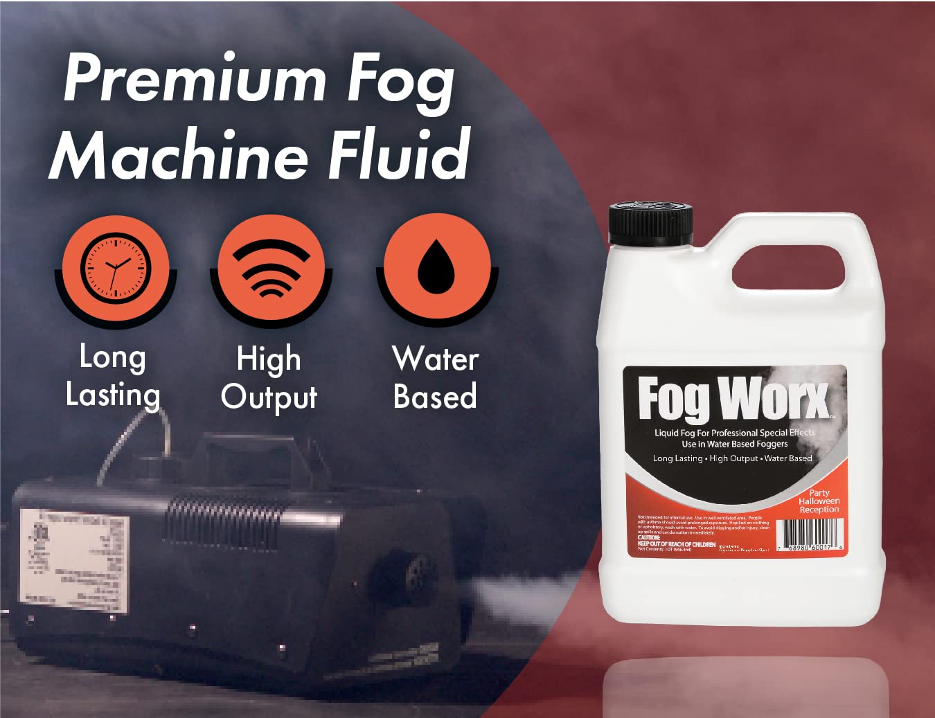 FogWorx Fog Juice - 1 Quart of Premium Odorless Fog Fluid (32 oz) - Medium Density, High Output, Long Lasting Fog Machine Fluid for 400 Watt to 1500 Watt Machines