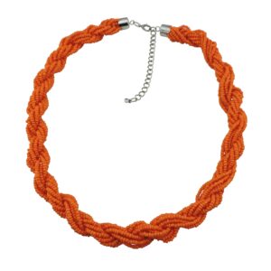 bocar fashion seed beads statement twist collar necklace (nk-10408-orange)