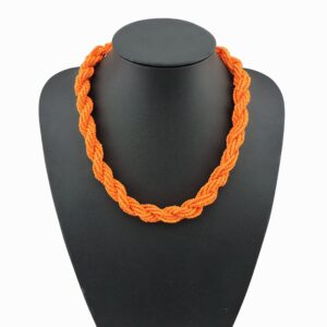 Bocar Fashion Seed Beads Statement Twist Collar Necklace (NK-10408-orange)