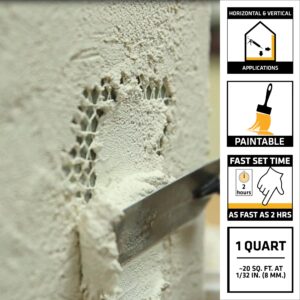 Sikacryl - Stucco Repair - Ready-Mix Stucco Patch, White - Repair spalls/Large Cracks in Stucco - Interior/Exterior - Acrylic-Based, Textured - 1 qt