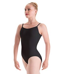 motionwear classic camisole leotard, black, small adult