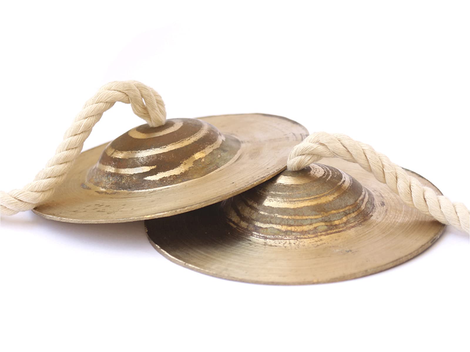 De Kulture Works Bronze Kansa Jhanjh Percussion Indian Musical Instrument Hand Made Cymbal Pair (Gold) 5 Inche Diameter