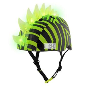 krash unisex teen krash mohawk bike youth helmet, dazzle green led, one size us