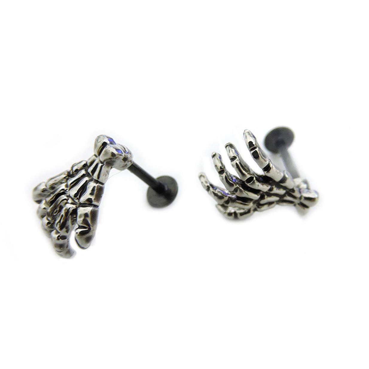 LALANG 1 pc Lip Stud Earring Skeleton Hand Ear Cuff Piercing Ring Bar Jewelry