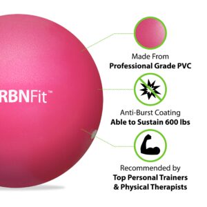 URBNFit Small Exercise Ball - 9-inch Mini Pilates Ball with Fitness Guide for Yoga, Barre, Physical Therapy, Stretching & Core Stability Workout-Pink