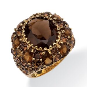 PalmBeach Yellow Gold-plated Oval Cut Genuine Smoky Quartz and Crystal Ring Sizes 6-10 Size 10