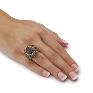 PalmBeach Yellow Gold-plated Oval Cut Genuine Smoky Quartz and Crystal Ring Sizes 6-10 Size 10