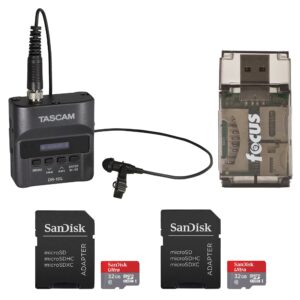 tascam dr-10l digital audio recorder and lavalier mic bundled with two 32gb sd cards and usb 2.0 card reader