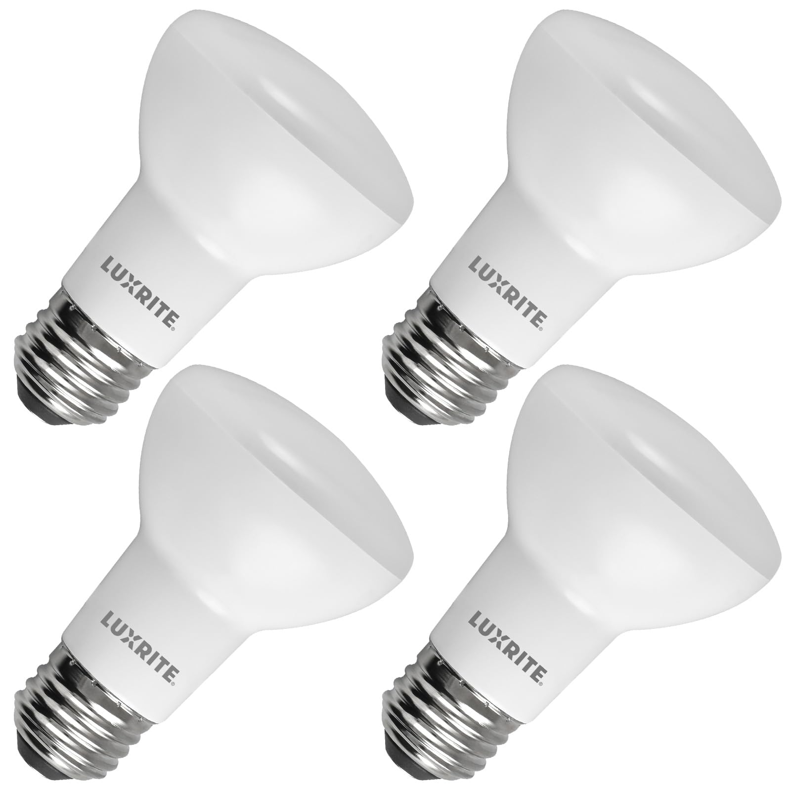 LUXRITE BR20 LED Bulb, 45W Equivalent, 3500K Natural White, Dimmable, 460 Lumens, R20 LED Flood Light Bulb 6.5W, Energy Star, Damp Rated, E26 Base, Perfect for Recessed and Track Lighting (4 Pack)