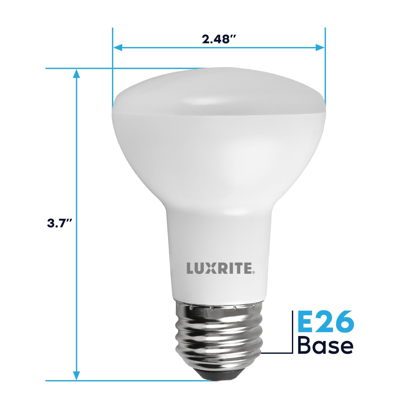 LUXRITE BR20 LED Bulb, 45W Equivalent, 3500K Natural White, Dimmable, 460 Lumens, R20 LED Flood Light Bulb 6.5W, Energy Star, Damp Rated, E26 Base, Perfect for Recessed and Track Lighting (4 Pack)