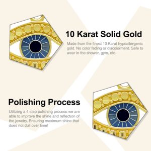 Charm America - Gold Evil Eye Charm with Enamel - 10 Karat Solid Gold - Evil Eye Protection Pendant