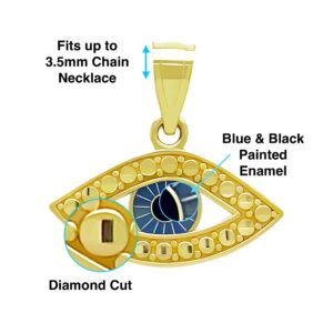 Charm America - Gold Evil Eye Charm with Enamel - 10 Karat Solid Gold - Evil Eye Protection Pendant