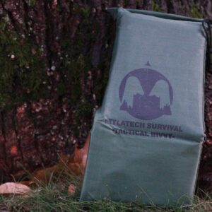 (Army Green) Emergency Sleeping Bag (+ FREE Emergency Blanket) - Lightweight, Waterproof Bivy Sack made with our Advanced Thermal Material + Nylon Carry Bag, Camping Gear & Bug Out Bags & Kits