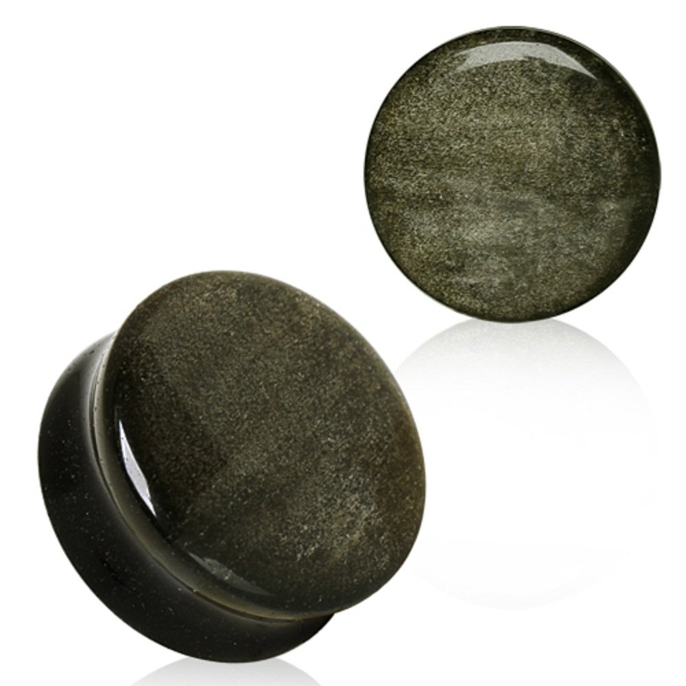 Double Flared Natural Golden Obsidian Stone WildKlass Saddle Plug (00GA)