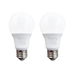 taysing dusk to dawn light bulbs auto on/off 40 watt equivalent smart light sensor led bulb security bulb outdoor night light bulb garage porch 5w 500lm e26 soft white 2 pack